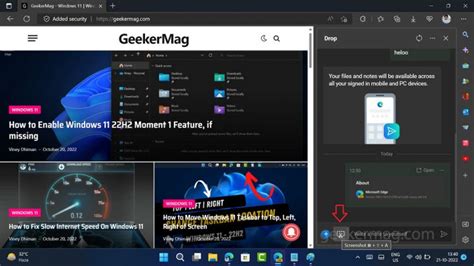 Microsoft Edge Drop Panel Now Has Its Own Screenshot Tool