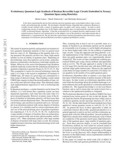pdf evolutionary quantum logic synthesis of boolean reversible logic