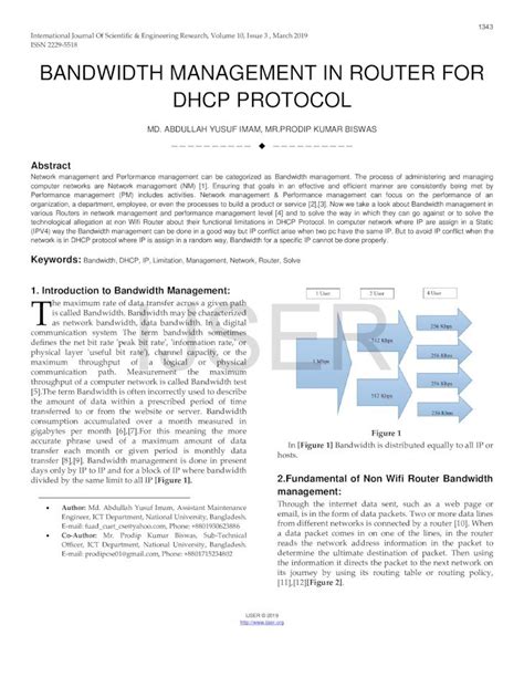 Pdf Bandwidth Management In Router For Dhcp Protocol · Bandwidth