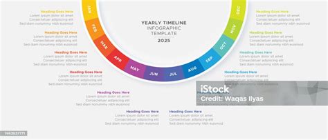 현대 연간 타임 라인 서클 비즈니스 인포 그래픽 템플릿 디자인 12 기간 개월 12에 대한 스톡 벡터 아트 및 기타 이미지
