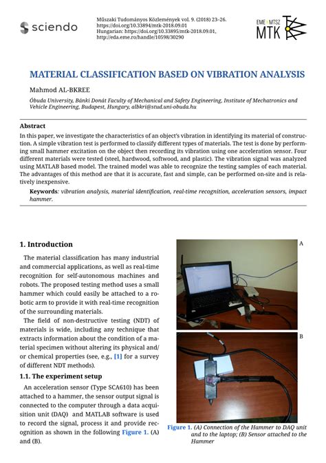 Pdf Material Classification Based On Vibration Analysis
