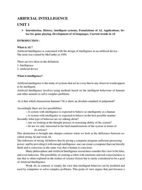 Ai Notes Unit 1 Pdf Pdf Artificial Intelligence Intelligence Ai