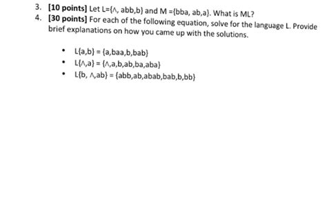 Solved Let L Lambda Abb B And M Bba Ab A What