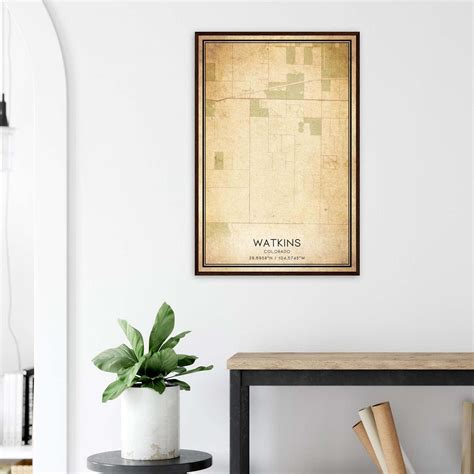 Vintage Watkins Colorado Map Poster Watkins Co City Road Wall Art