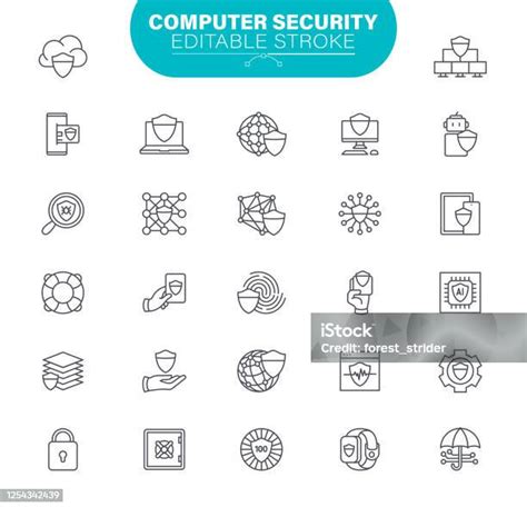 컴퓨터 보안 아이콘입니다 설정에는 보안 쉴드 자물쇠 컴퓨터 네트워크 지원 일러스트레이션으로 아이콘이 포함되어 있습니다 위협에 대한 스톡 벡터 아트 및 기타 이미지 Istock