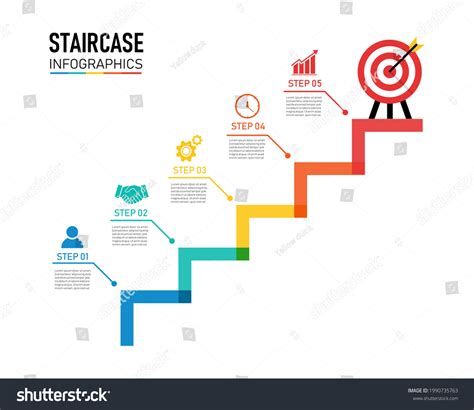 Colorful Timeline Staircase Infographic Royalty Free Stock Vector