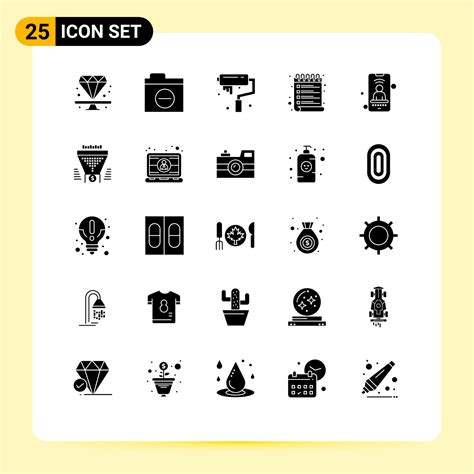 Editable Vector Line Pack of 25 Simple Solid Glyphs of user check list art wish list Editable ...