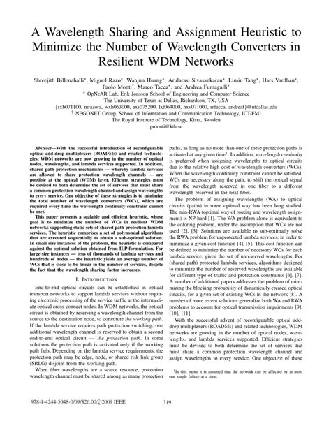 Pdf A Wavelength Sharing And Assignment Heuristic To Minimize The Number Of Wavelength