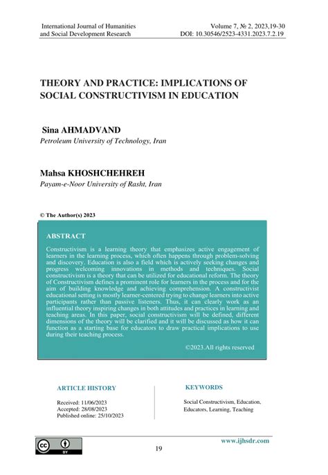 Pdf Theory And Practice Implications Of Social Constructivism In Education