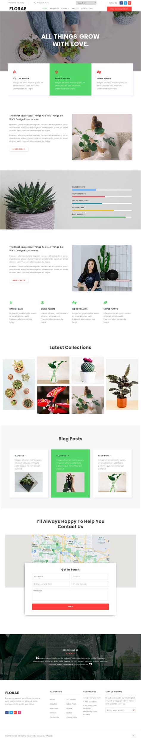 Html花店网站设计代码，美观的绿植网页设计 17素材网