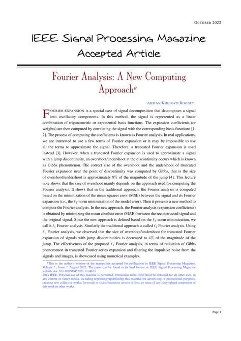 Pdf Fourier Analysis A New Computing Approach