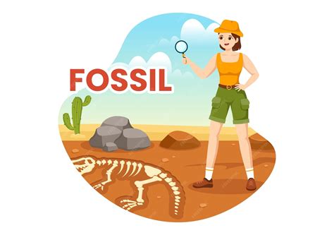 Premium Vector Fossil Illustration With Archaeologists Finds Dinosaur Skeletons On Excavation