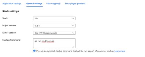 Go Custom Golang Startup Command On Azure Web App Stack Overflow