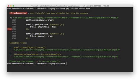 Laravel Queue Work Failed Pcntlsignal For Security Stack Overflow