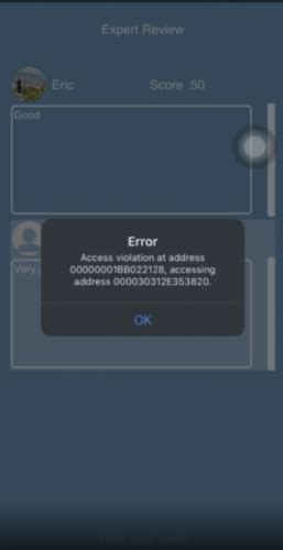 My App Work Perfect In Android But Show Access Violation Error Cross