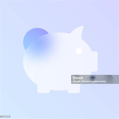 돼지 저금통 유리 모피스트 트렌디 한 스타일 아이콘 돼지 저금통 투명 유리 색상 벡터 아이콘 흐리게 보라색 그라데이션 웹 및 Ui 디자인 모바일 앱 및 프로모션 비즈니스