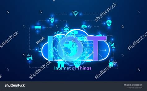 Futuristic Iot Connectivity Concept Glowing Icons Stock Vector Royalty Free 2439111435