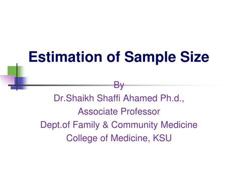PPT Estimation Of Sample Size PowerPoint Presentation Free Download ID