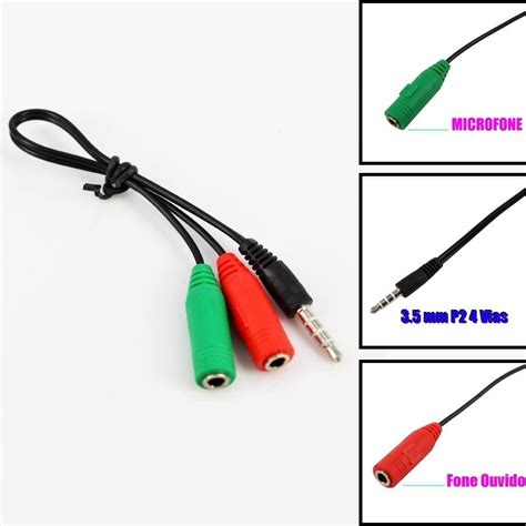 Cabo Adaptador Para Microfone E Fone Para Celular E Pc R Em Mercado Livre