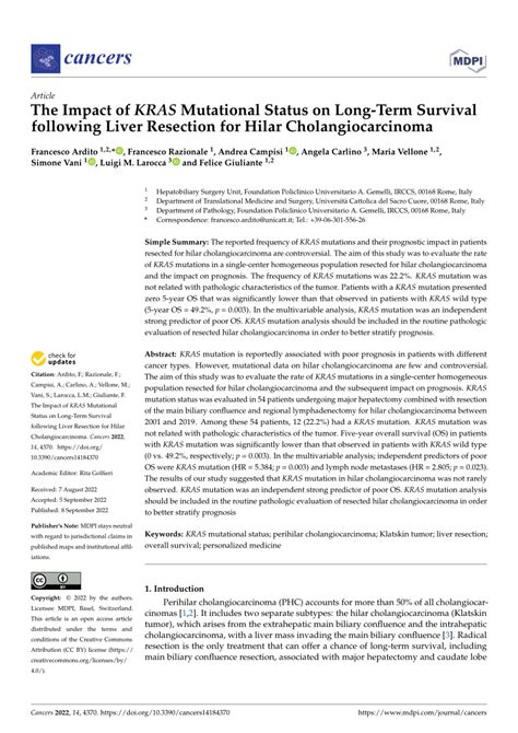 Pdf The Impact Of Kras Mutational Status On Long Term Survival