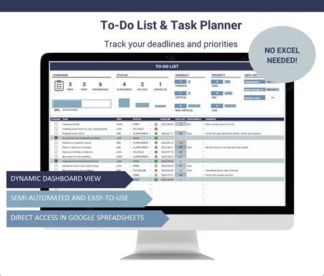 TO DO LIST Digital Spreadsheet Excel Template Etsy