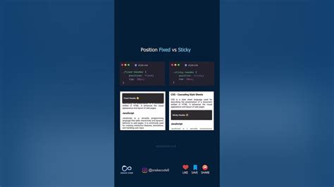 Position Fixed Vs Sticky Html5 Css3 Htmlcss Js Webdeveloper Cssanimation Codingtutorial