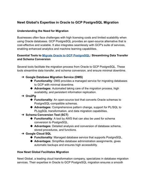 Ppt Newt Globals Expertise In Oracle To Gcp Postgresql Migration Powerpoint Presentation Id
