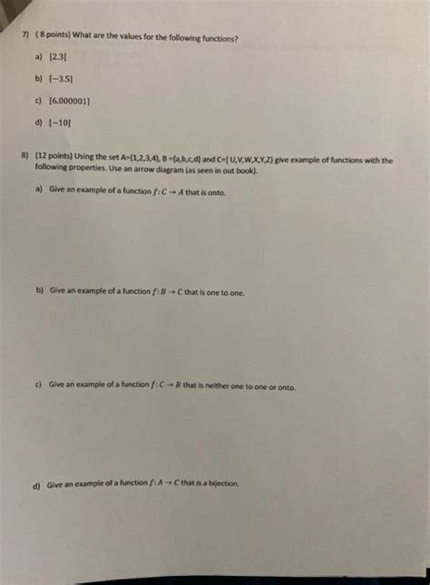 solved 7 8 points what are the values for the following
