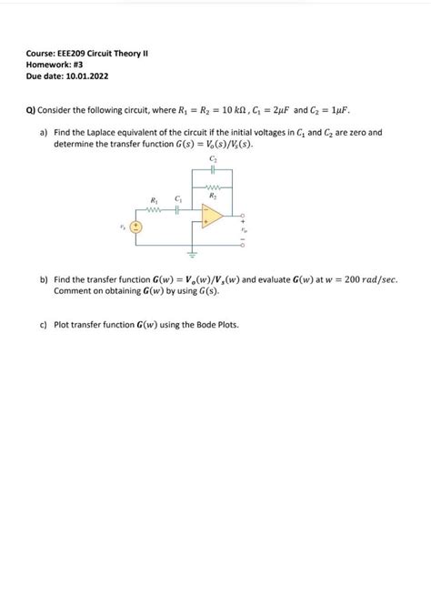 Solved Course EEE209 Circuit Theory II Homework 3 Due Chegg Com
