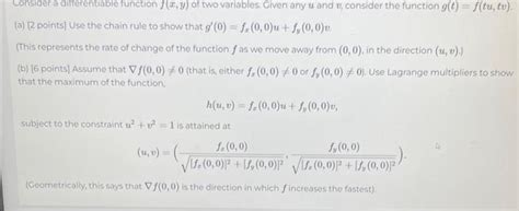 solved consider a differentiable function f x y of two