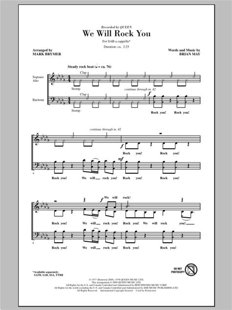 We Will Rock You Sheet Music Direct