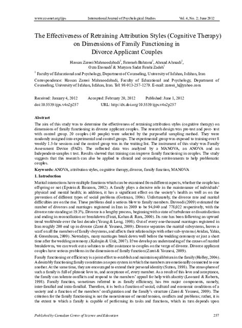 Pdf The Effectiveness Of Retraining Attribution Styles Cognitive Therapy On Dimensions Of