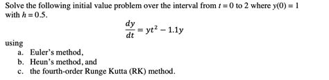 Solved Solve The Following Initial Value Problem Over The Interval