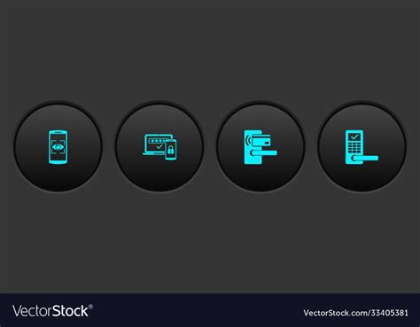 Set Mobile And Eye Scan Two Steps Authentication Vector Image
