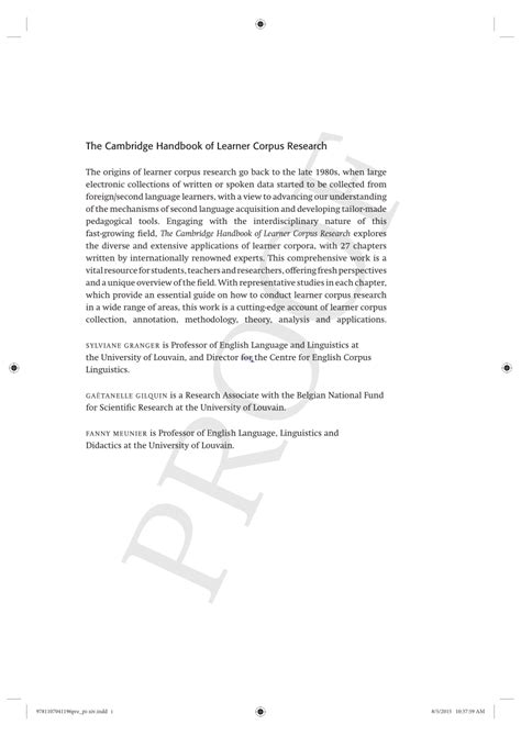 Pdf The Cambridge Handbook Of Learner Corpus Research