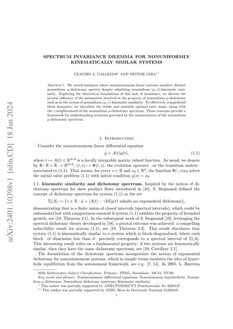 Pdf Spectrum Invariance Dilemma For Nonuniformly Kinematically Similar Systems