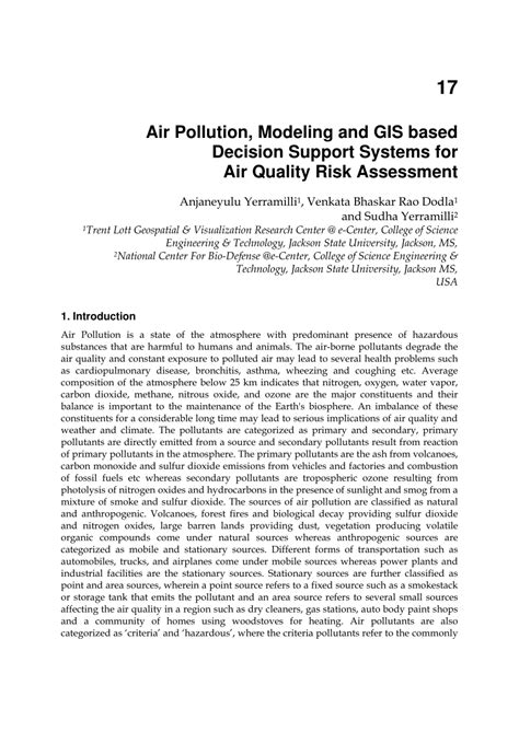 Pdf Air Pollution Modeling And Gis Based Decision Support Systems