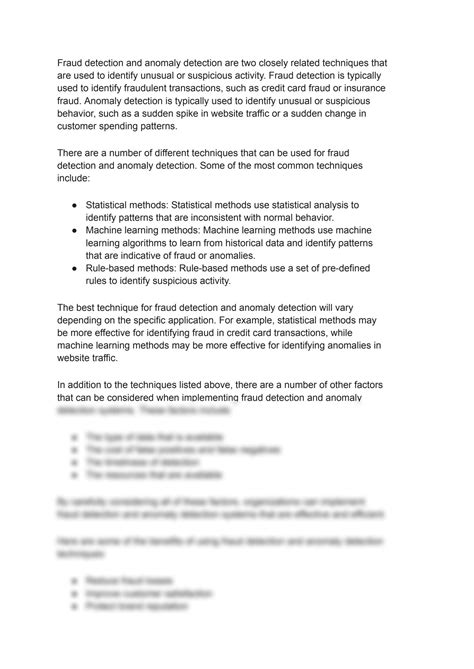 SOLUTION Fraud Detection And Anomaly Detection Techniques Studypool