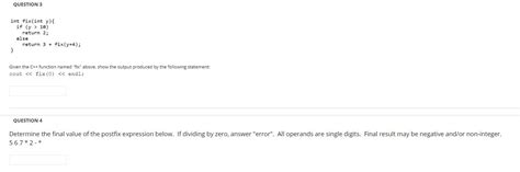 solved question 3 int fix int y { if y 10 return 2 else