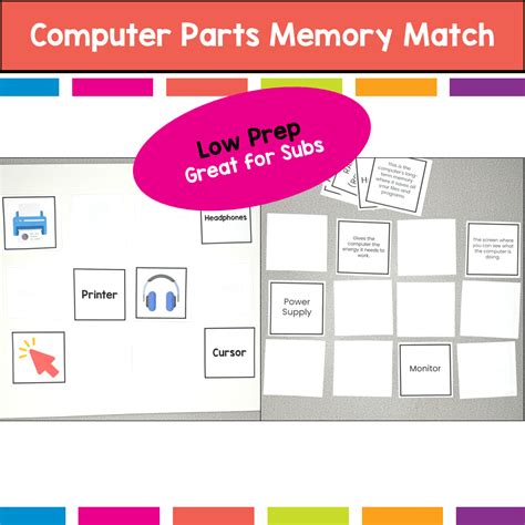 Computer Parts Memory Match Printable Cards