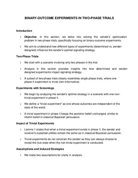 binary outcome experiments in two phase edubirdie