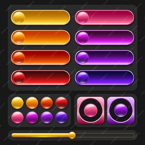 Premium Vector Glossy Button Set