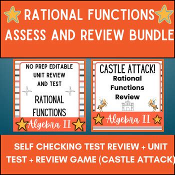 Rational Functions Unit Test Review And Review Game Bundle TPT