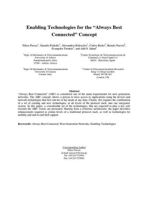 Enabling Technologies For The “always Best Connected” Concept Download Free Pdf Transmission