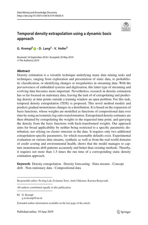 pdf temporal density extrapolation using a dynamic basis approach