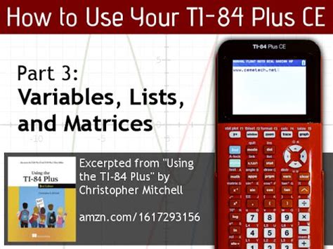 Using Your TI 84 Plus CE Part 3 Variables Lists Matrices YouTube