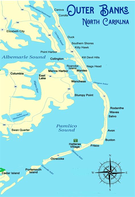 Currituck County North Carolina Map Outer Banks Region Guide