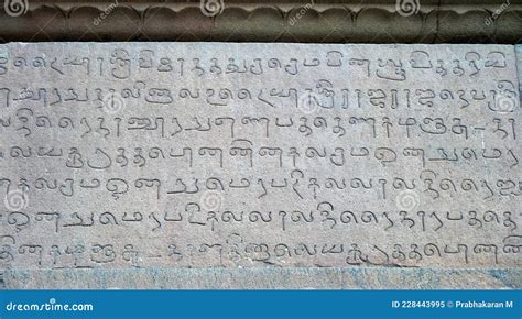 Inscriptions Of Tamil Language Carved On The Stone Walls At