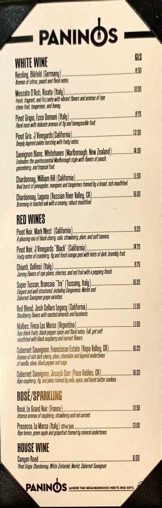 Menu At Paninos Pub And Bar Shoreview