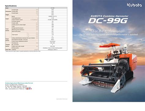 17 Feet Kubota Combine Harvester Model Dc 99g 983 Hp At ₹ 3250000 In